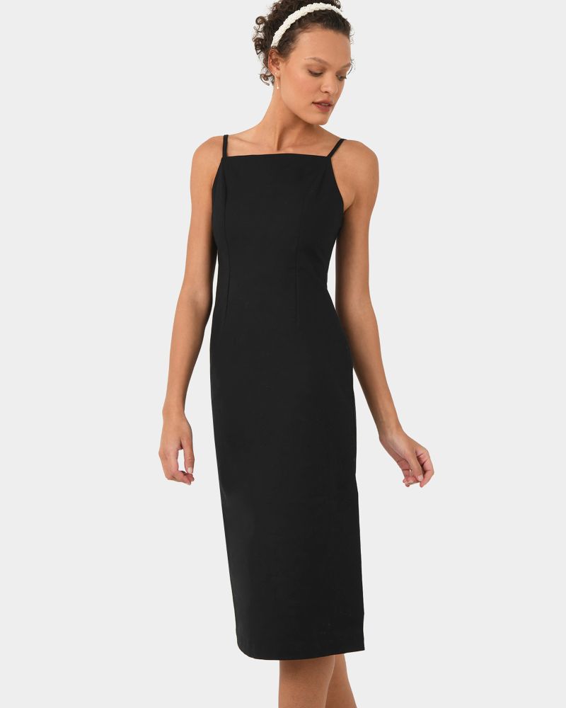 Emiko Fitted Slip Dress | Black | Forcast - Forcast AU