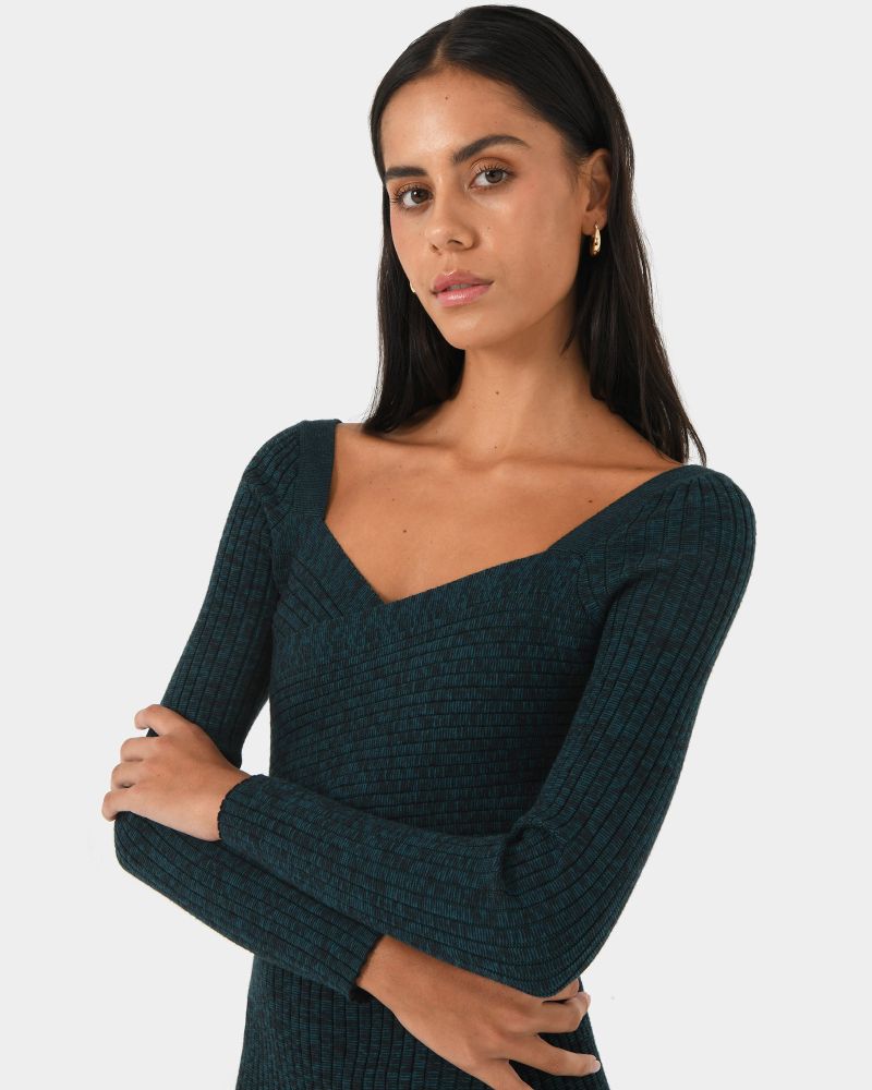 Cienna Cross Over Knit Top | Teal | Forcast - Forcast AU