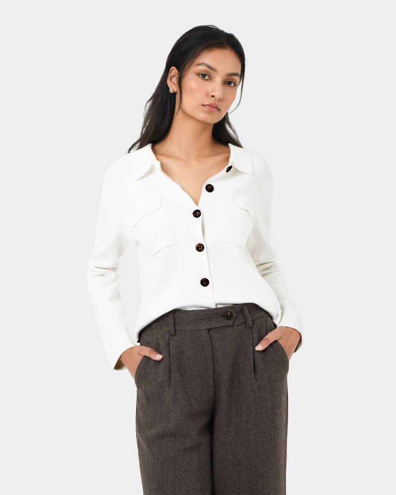 Willow Collar Cardigan | Ivory | Forcast AU