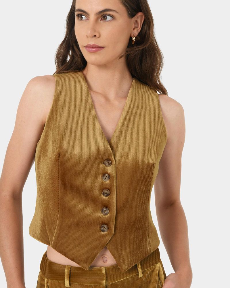 Rowan Corduroy Vest Dark Olive Forcast Forcast Au