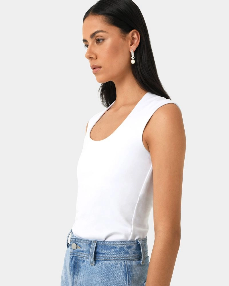 Soho Rounded Square Neck Top | Ivory | Forcast - Forcast AU