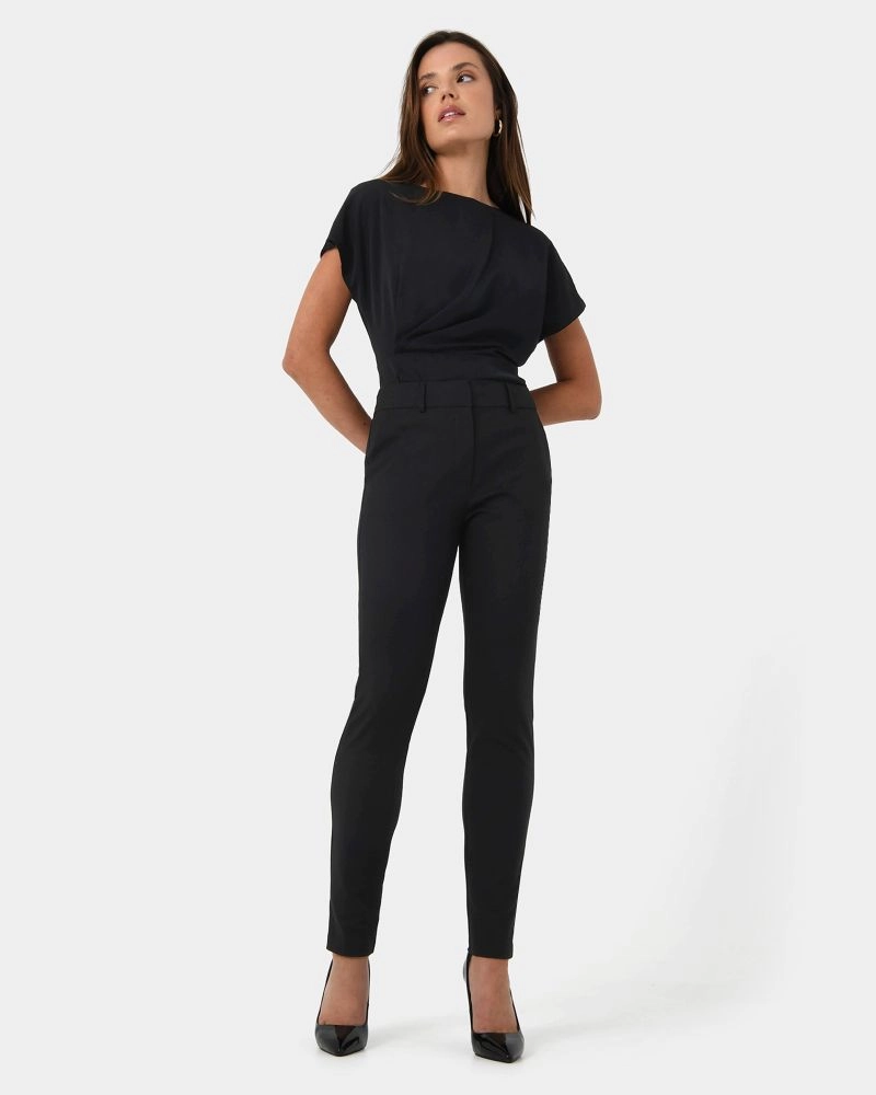 Bonnie Side Gathered Peplum Top | Black | Forcast - Forcast AU