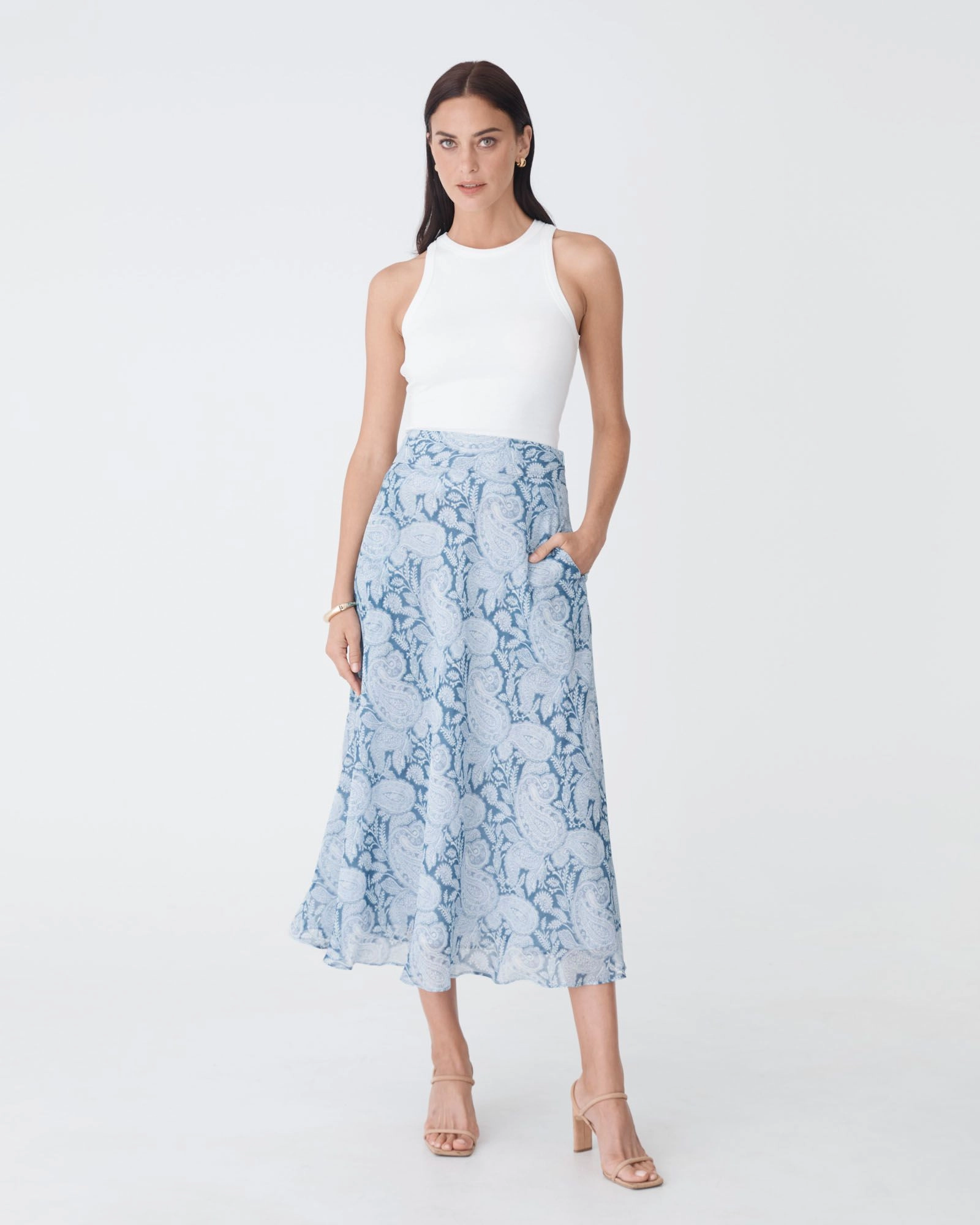 Angie A-Line Skirt | Blue Paisley | Forcast - Forcast AU